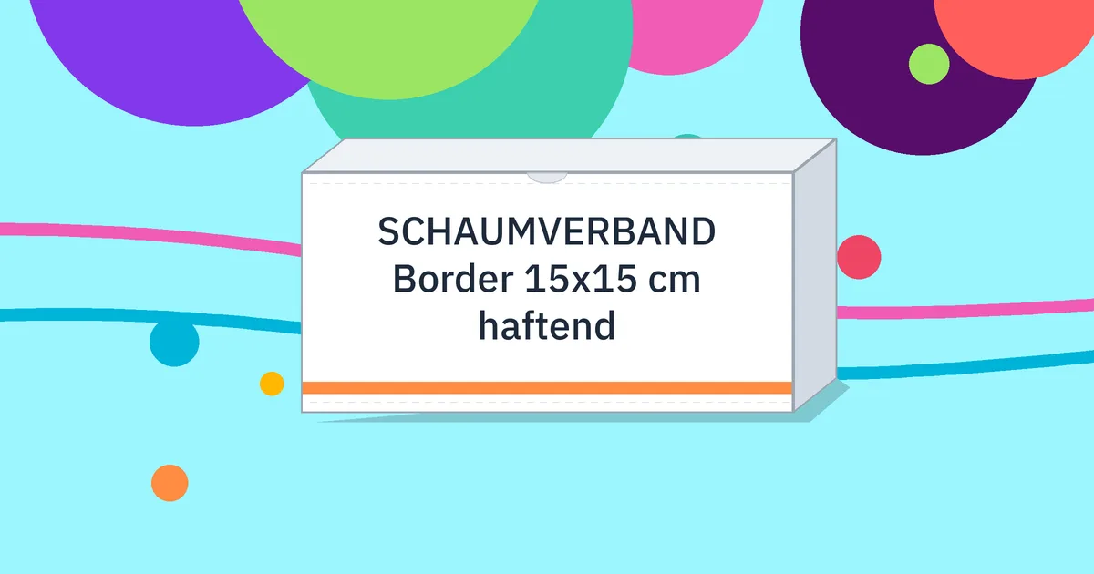 Symbolbild: Packung mit der Aufschrift SCHAUMVERBAND Border 15x15 cm haftend (PZN 17833572) – Verfügbarkeit und Bezug in Apotheken in Frankfurt am Main