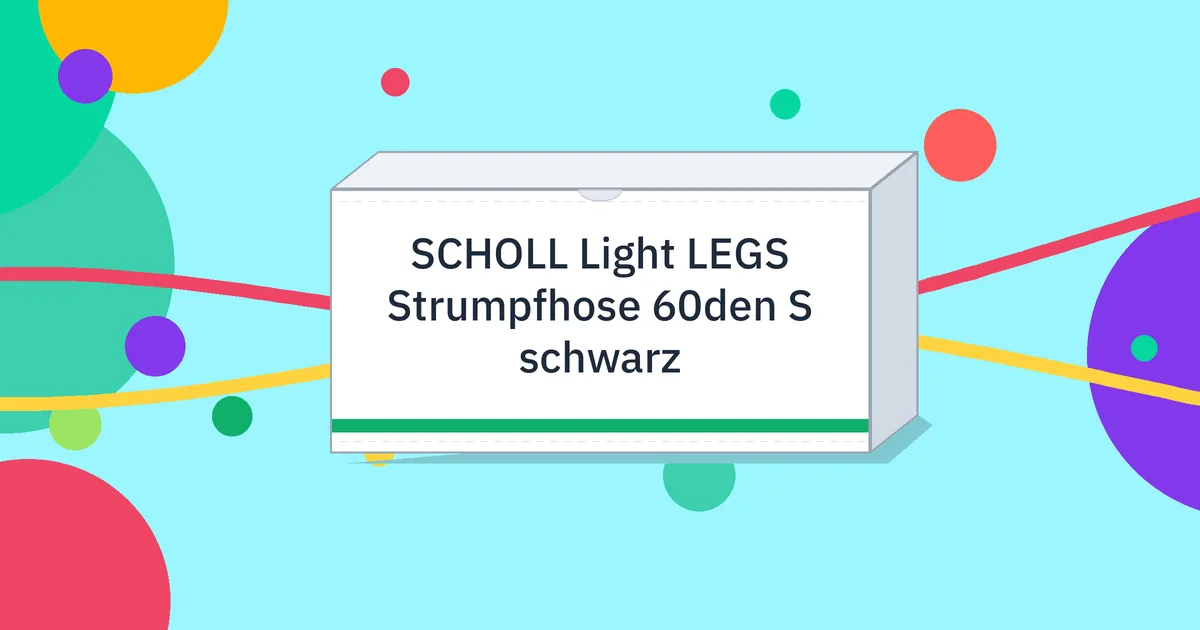 Symbolbild: Packung mit der Aufschrift SCHOLL Light LEGS Strumpfhose 60den S schwarz (PZN 12388819) – Verfügbarkeit und Bezug in Apotheken in Frankfurt am Main