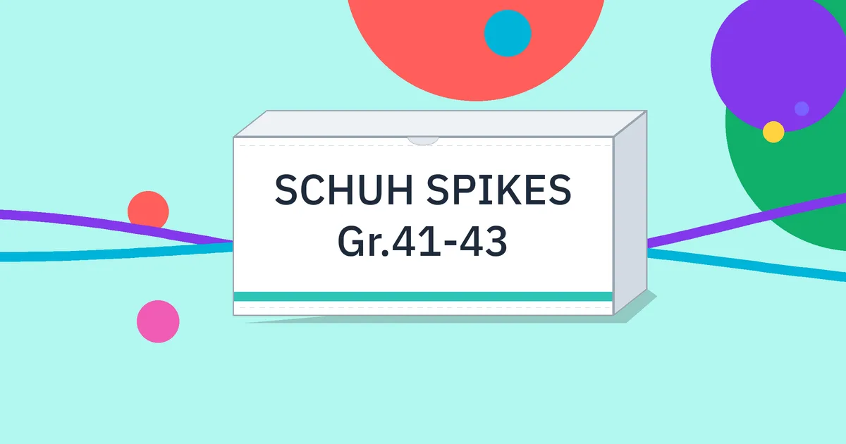 Symbolbild: Packung mit der Aufschrift SCHUH SPIKES Gr.41-43 (PZN 07663011) – Verfügbarkeit und Bezug in Apotheken in Frankfurt am Main