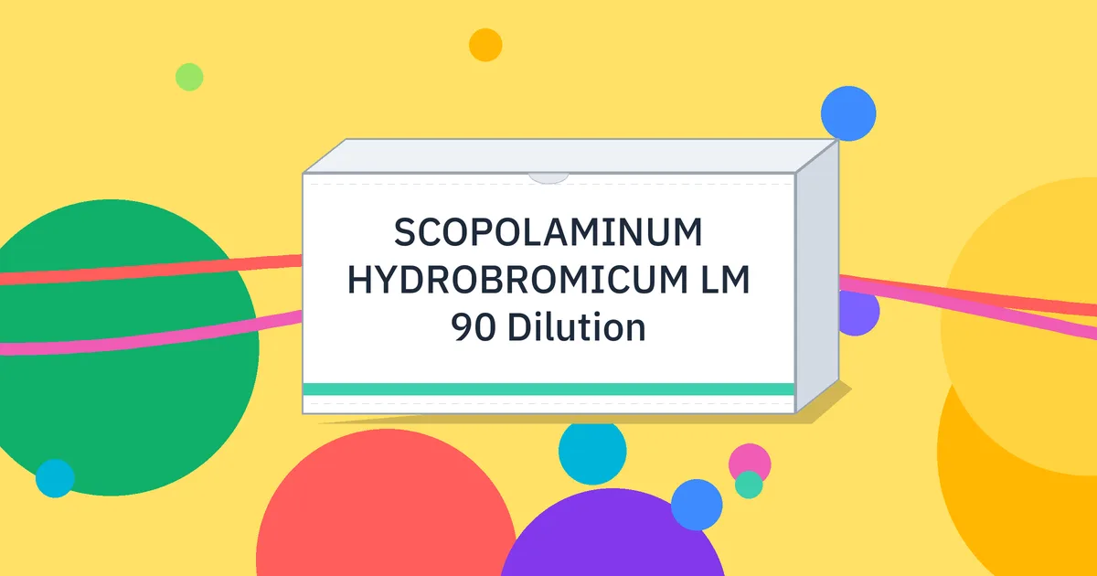 Symbolbild: Packung mit der Aufschrift SCOPOLAMINUM HYDROBROMICUM LM 90 Dilution (PZN 13691632) – Verfügbarkeit und Bezug in Apotheken in Frankfurt am Main