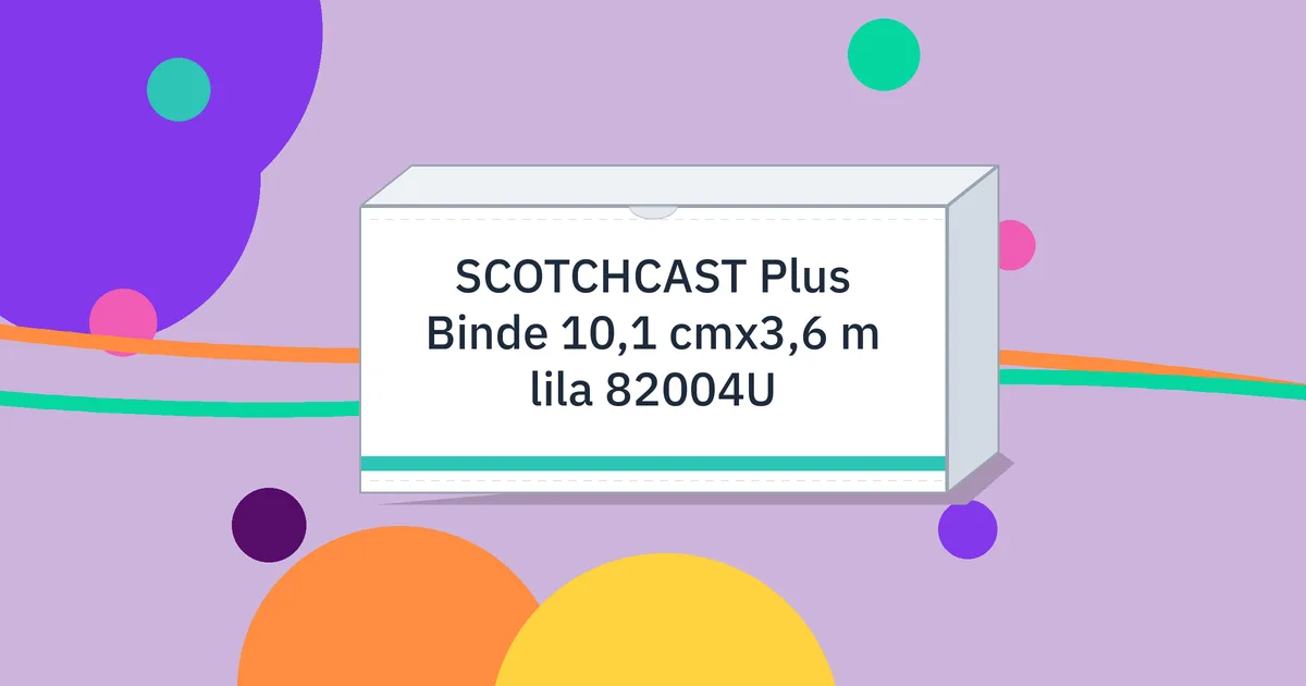 Symbolbild: Packung mit der Aufschrift SCOTCHCAST Plus Binde 10,1 cmx3,6 m lila 82004U (PZN 02700055) – Verfügbarkeit und Bezug in Apotheken in Frankfurt am Main