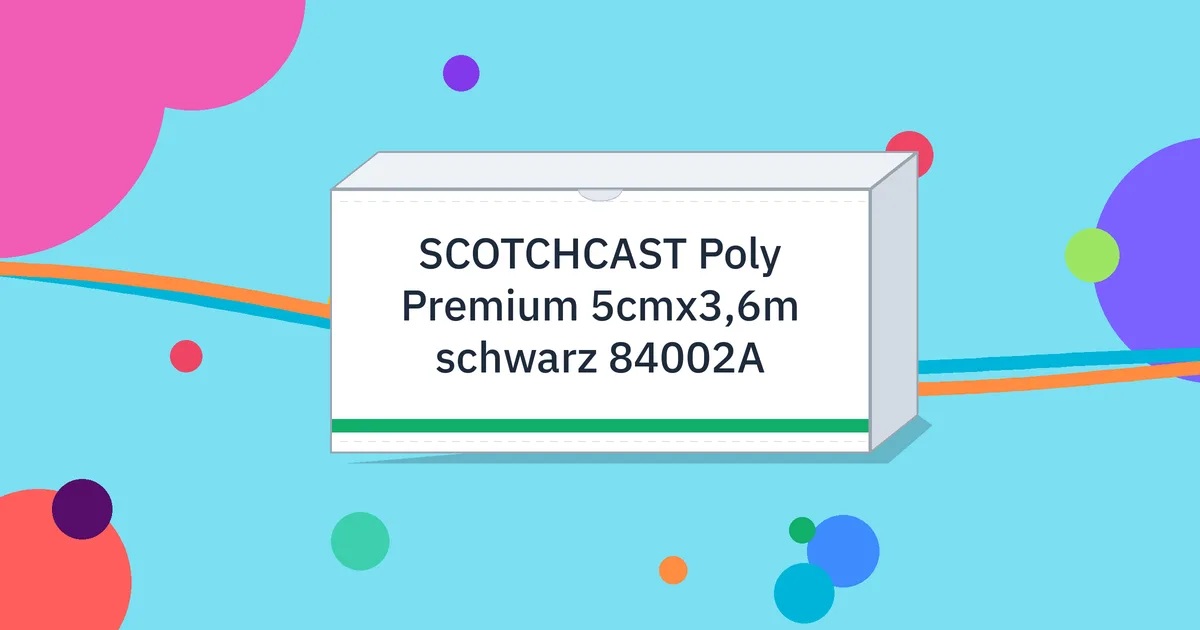 Symbolbild: Packung mit der Aufschrift SCOTCHCAST Poly Premium 5cmx3,6m schwarz 84002A (PZN 10082789) – Verfügbarkeit und Bezug in Apotheken in Frankfurt am Main