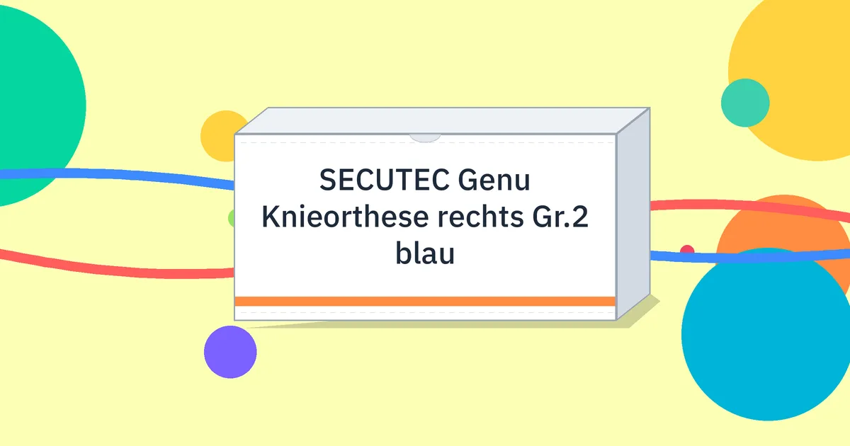 Symbolbild: Packung mit der Aufschrift SECUTEC Genu Knieorthese rechts Gr.2 blau (PZN 12511214) – Verfügbarkeit und Bezug in Apotheken in Frankfurt am Main