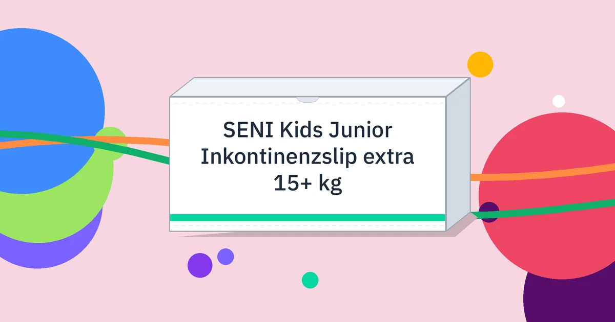 Symbolbild: Packung mit der Aufschrift SENI Kids Junior Inkontinenzslip extra 15+ kg (PZN 18194105) – Verfügbarkeit und Bezug in Apotheken in Frankfurt am Main
