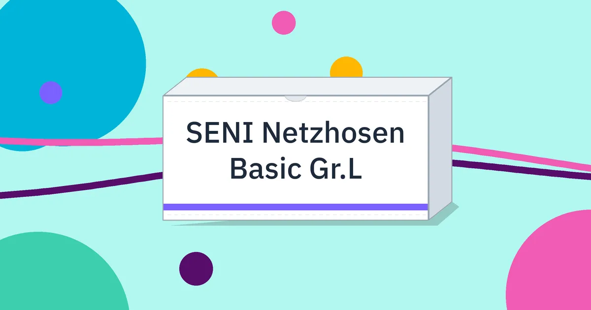 Symbolbild: Packung mit der Aufschrift SENI Netzhosen Basic Gr.L (PZN 12665182) – Verfügbarkeit und Bezug in Apotheken in Frankfurt am Main