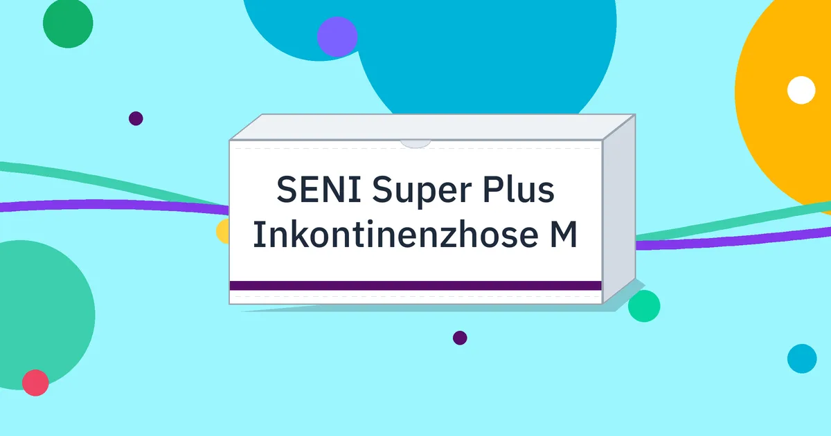 Symbolbild: Packung mit der Aufschrift SENI Super Plus Inkontinenzhose M (PZN 08910339) – Verfügbarkeit und Bezug in Apotheken in Frankfurt am Main