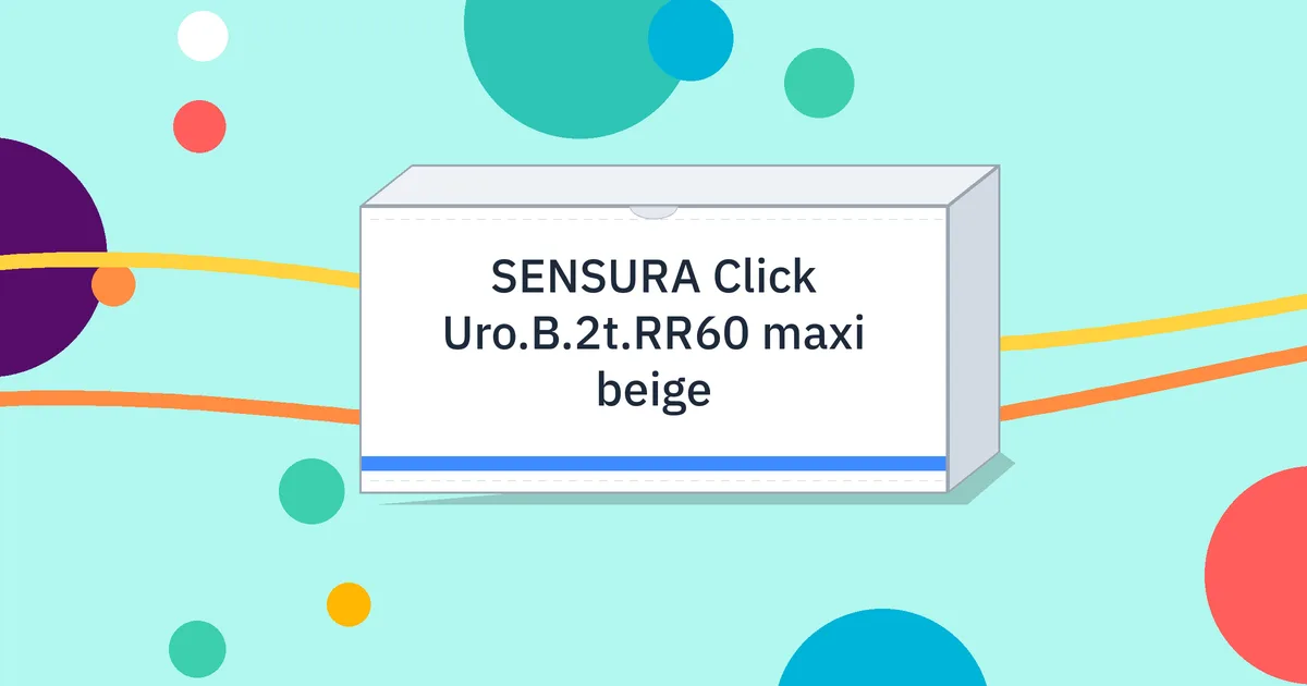 Symbolbild: Packung mit der Aufschrift SENSURA Click Uro.B.2t.RR60 maxi beige (PZN 07207017) – Verfügbarkeit und Bezug in Apotheken in Frankfurt am Main