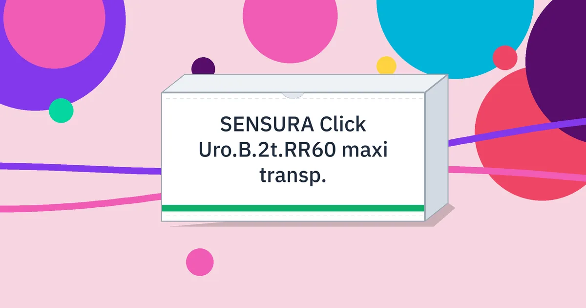 Symbolbild: Packung mit der Aufschrift SENSURA Click Uro.B.2t.RR60 maxi transp. (PZN 07207744) – Verfügbarkeit und Bezug in Apotheken in Frankfurt am Main