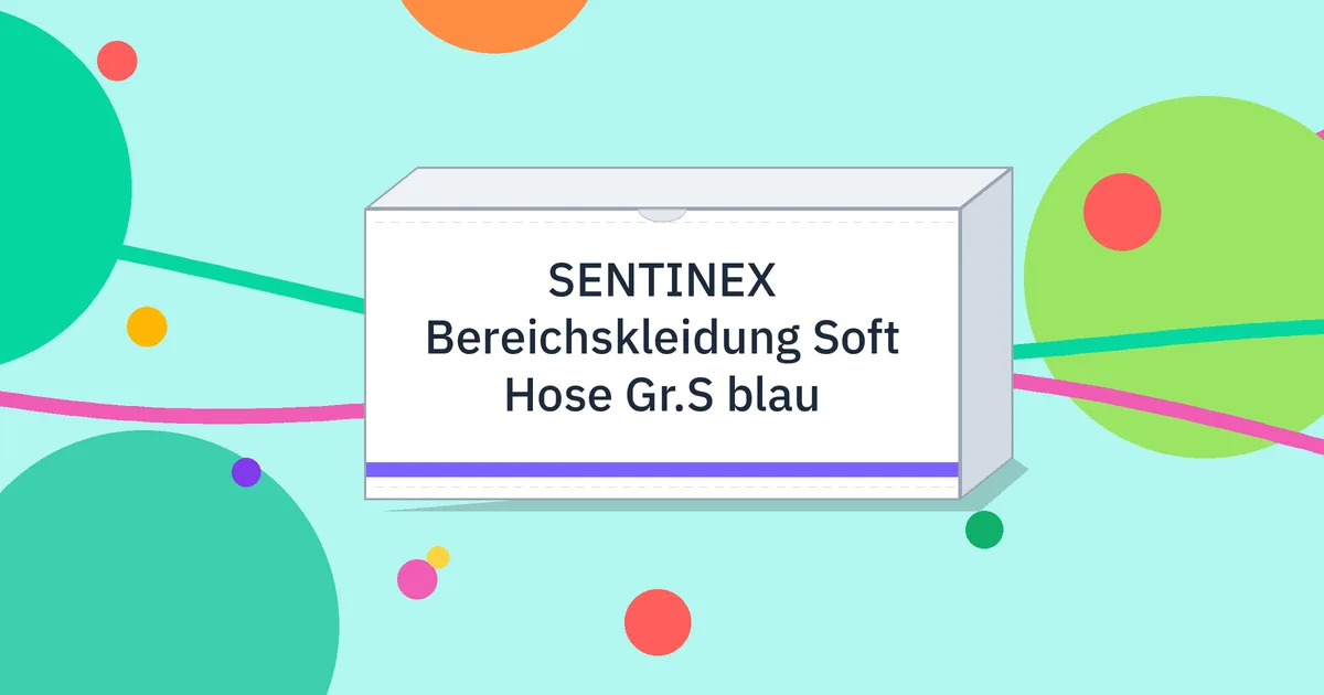 Symbolbild: Packung mit der Aufschrift SENTINEX Bereichskleidung Soft Hose Gr.S blau (PZN 09737392) – Verfügbarkeit und Bezug in Apotheken in Frankfurt am Main