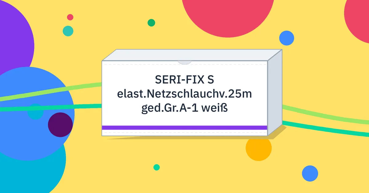 Symbolbild: Packung mit der Aufschrift SERI-FIX S elast.Netzschlauchv.25m ged.Gr.A-1 weiß (PZN 19836586) – Verfügbarkeit und Bezug in Apotheken in Frankfurt am Main