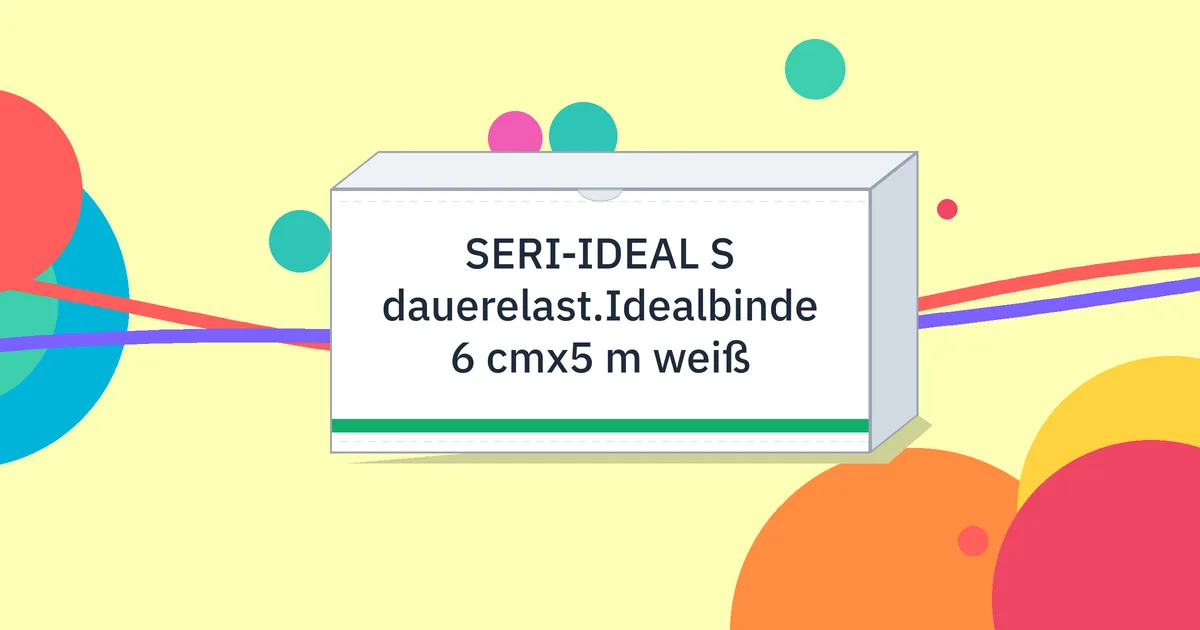 Symbolbild: Packung mit der Aufschrift SERI-IDEAL S dauerelast.Idealbinde 6 cmx5 m weiß (PZN 20845923) – Verfügbarkeit und Bezug in Apotheken in Frankfurt am Main