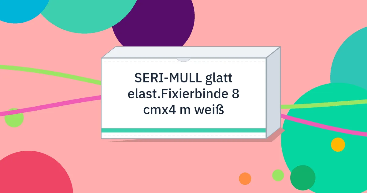 Symbolbild: Packung mit der Aufschrift SERI-MULL glatt elast.Fixierbinde 8 cmx4 m weiß (PZN 14444611) – Verfügbarkeit und Bezug in Apotheken in Frankfurt am Main