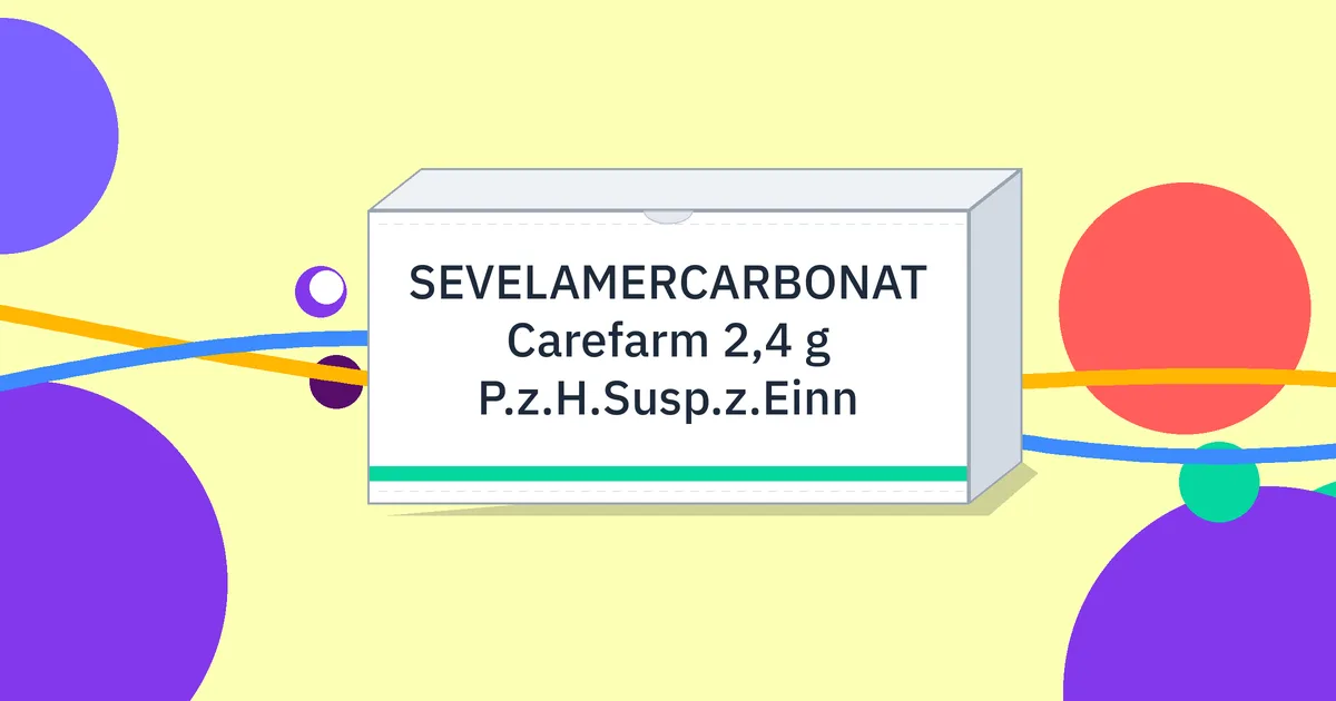 Symbolbild: Packung mit der Aufschrift SEVELAMERCARBONAT Carefarm 2,4 g P.z.H.Susp.z.Einn (PZN 18373428) – Verfügbarkeit und Bezug in Apotheken in Frankfurt am Main