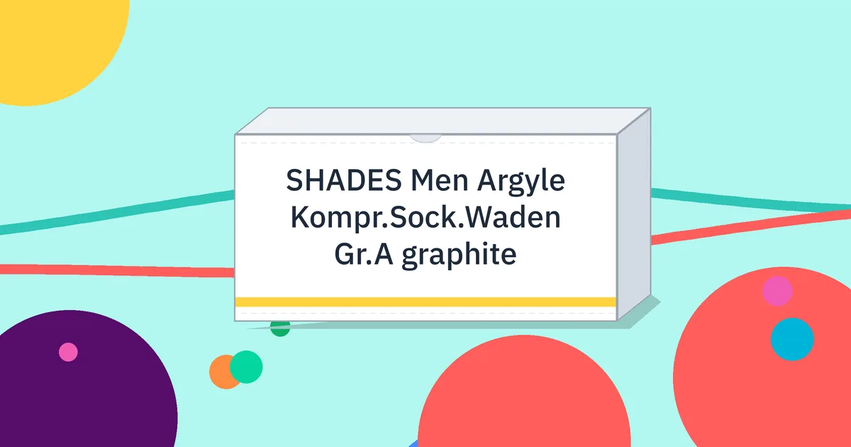 Symbolbild: Packung mit der Aufschrift SHADES Men Argyle Kompr.Sock.Waden Gr.A graphite (PZN 15589524) – Verfügbarkeit und Bezug in Apotheken in Frankfurt am Main