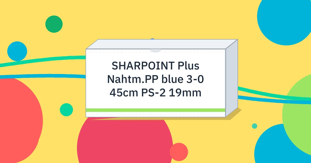 Symbolbild: Packung mit der Aufschrift SHARPOINT Plus Nahtm.PP blue 3-0 45cm PS-2 19mm (PZN 17985454) – Verfügbarkeit und Bezug in Apotheken in Frankfurt am Main