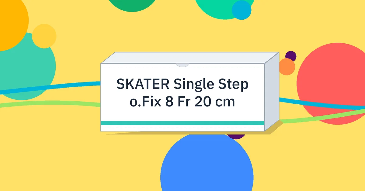 Symbolbild: Packung mit der Aufschrift SKATER Single Step o.Fix 8 Fr 20 cm (PZN 06770147) – Verfügbarkeit und Bezug in Apotheken in Frankfurt am Main