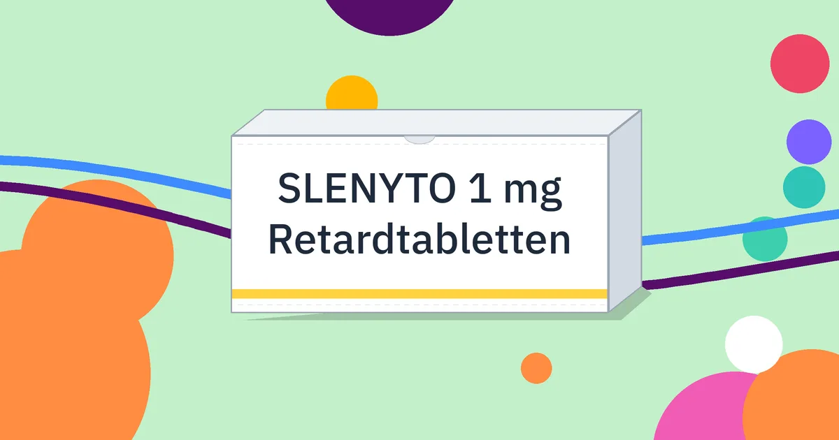 Symbolbild: Packung mit der Aufschrift SLENYTO 1 mg Retardtabletten (PZN 17639373) – Verfügbarkeit und Bezug in Apotheken in Frankfurt am Main