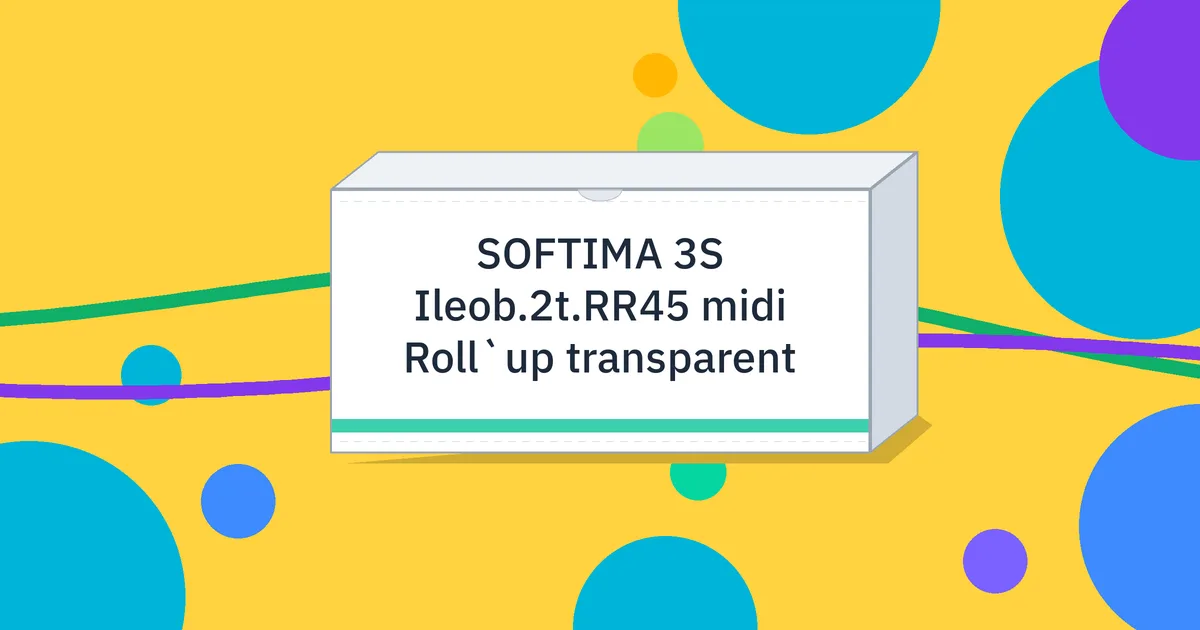 Symbolbild: Packung mit der Aufschrift SOFTIMA 3S Ileob.2t.RR45 midi Roll`up transparent (PZN 04763278) – Verfügbarkeit und Bezug in Apotheken in Frankfurt am Main