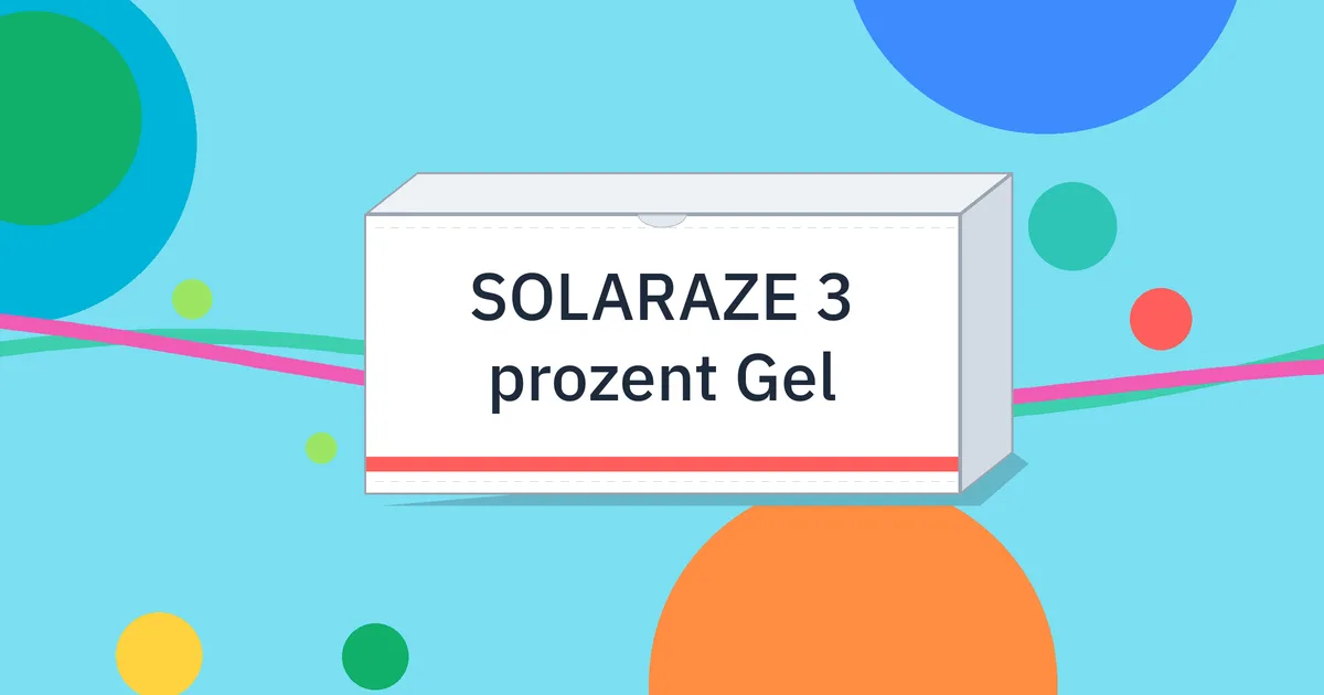 Symbolbild: Packung mit der Aufschrift SOLARAZE 3 prozent Gel (PZN 15656172) – Verfügbarkeit und Bezug in Apotheken in Frankfurt am Main