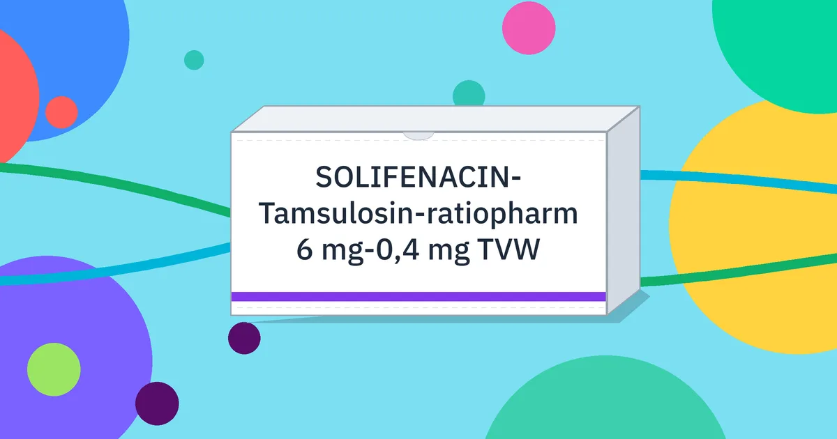 Symbolbild: Packung mit der Aufschrift SOLIFENACIN-Tamsulosin-ratiopharm 6 mg-0,4 mg TVW (PZN 18337384) – Verfügbarkeit und Bezug in Apotheken in Frankfurt am Main