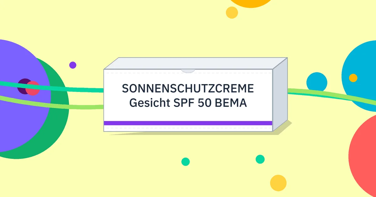 Symbolbild: Packung mit der Aufschrift SONNENSCHUTZCREME Gesicht SPF 50 BEMA (PZN 17529615) – Verfügbarkeit und Bezug in Apotheken in Frankfurt am Main