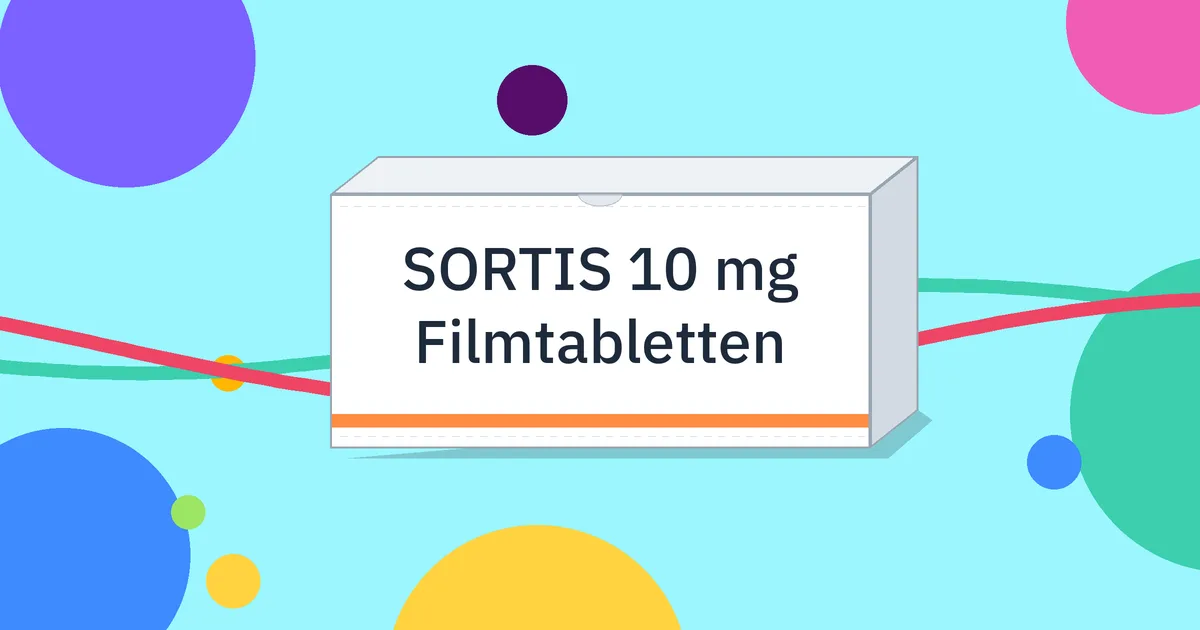 Symbolbild: Packung mit der Aufschrift SORTIS 10 mg Filmtabletten (PZN 10131335) – Verfügbarkeit und Bezug in Apotheken in Frankfurt am Main