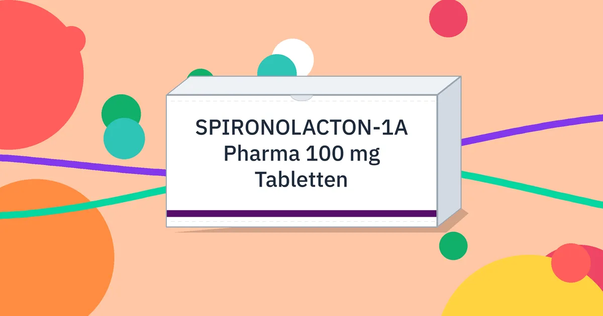 Symbolbild: Packung mit der Aufschrift SPIRONOLACTON-1A Pharma 100 mg Tabletten (PZN 07663212) – Verfügbarkeit und Bezug in Apotheken in Frankfurt am Main