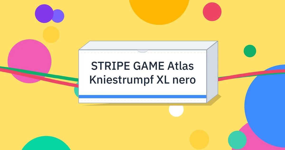 Symbolbild: Packung mit der Aufschrift STRIPE GAME Atlas Kniestrumpf XL nero (PZN 20209280) – Verfügbarkeit und Bezug in Apotheken in Frankfurt am Main