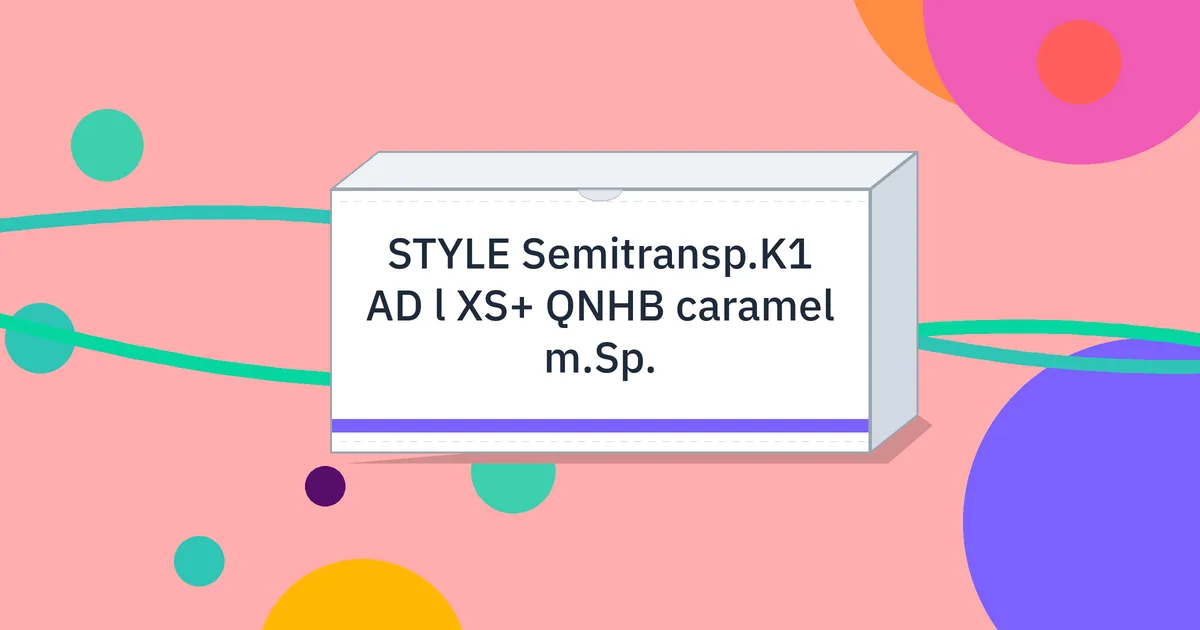 Symbolbild: Packung mit der Aufschrift STYLE Semitransp.K1 AD l XS+ QNHB caramel m.Sp. (PZN 18870345) – Verfügbarkeit und Bezug in Apotheken in Frankfurt am Main