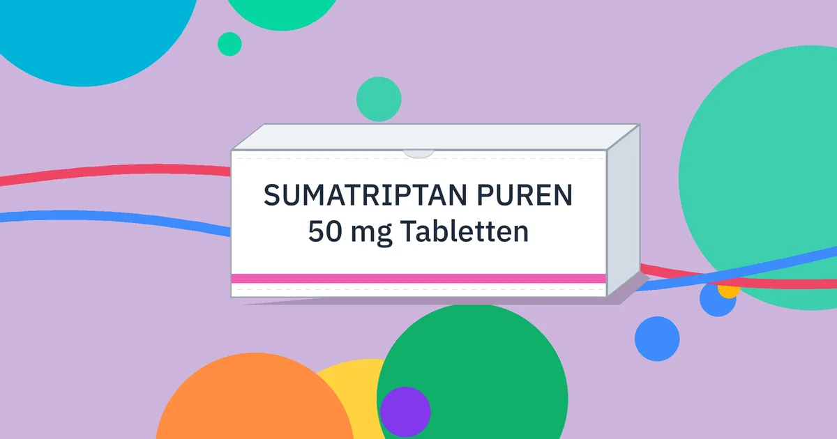 Symbolbild: Packung mit der Aufschrift SUMATRIPTAN PUREN 50 mg Tabletten (PZN 17416785) – Verfügbarkeit und Bezug in Apotheken in Frankfurt am Main