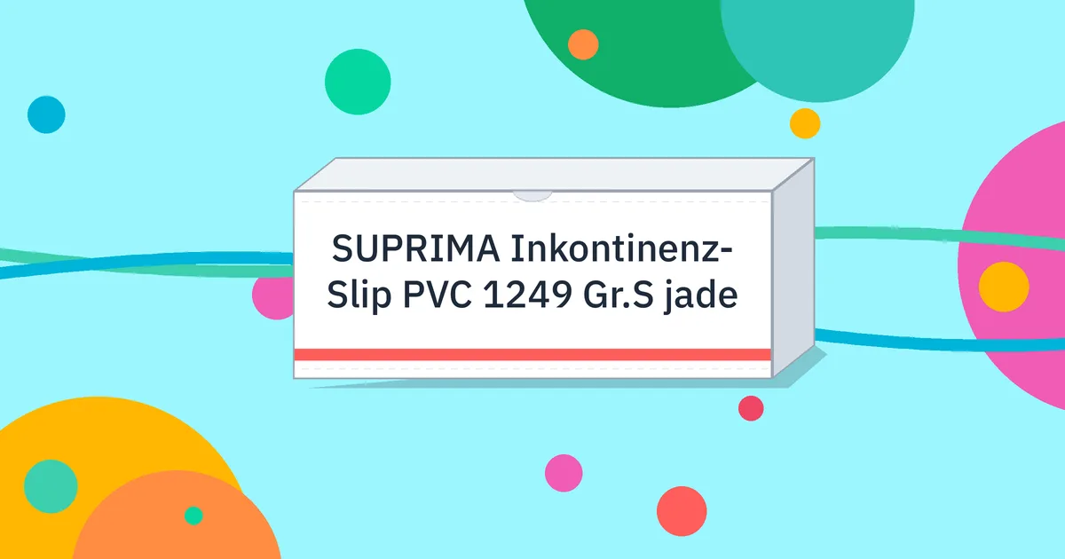 Symbolbild: Packung mit der Aufschrift SUPRIMA Inkontinenz-Slip PVC 1249 Gr.S jade (PZN 05976378) – Verfügbarkeit und Bezug in Apotheken in Frankfurt am Main