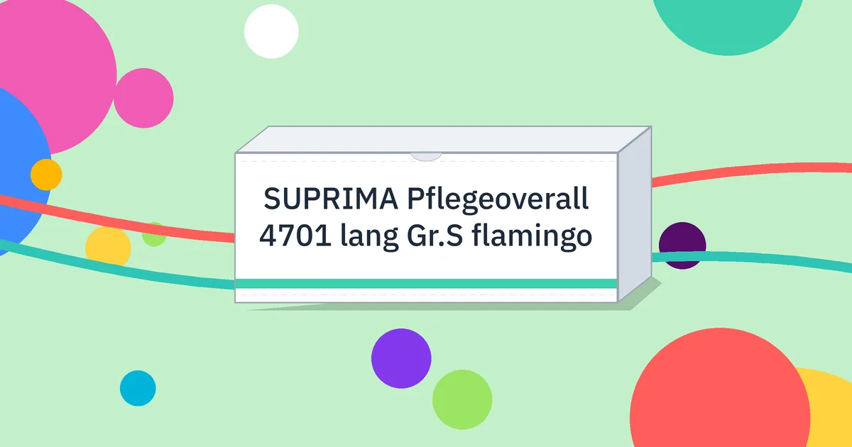 Symbolbild: Packung mit der Aufschrift SUPRIMA Pflegeoverall 4701 lang Gr.S flamingo (PZN 09376882) – Verfügbarkeit und Bezug in Apotheken in Frankfurt am Main