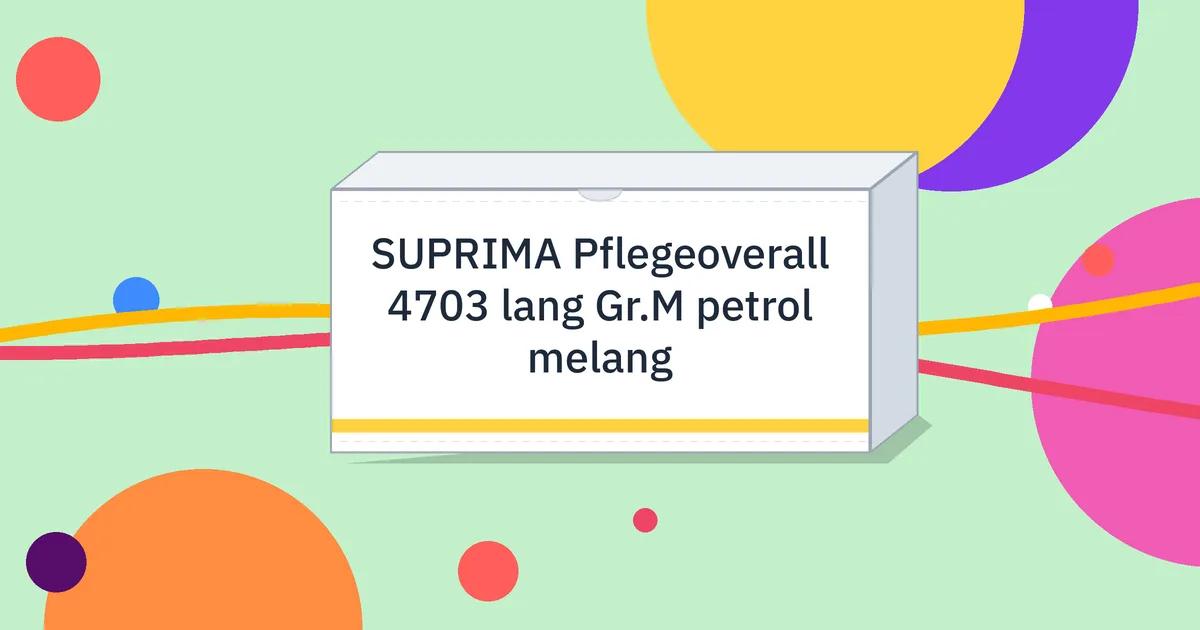 Symbolbild: Packung mit der Aufschrift SUPRIMA Pflegeoverall 4703 lang Gr.M petrol melang (PZN 20189927) – Verfügbarkeit und Bezug in Apotheken in Frankfurt am Main