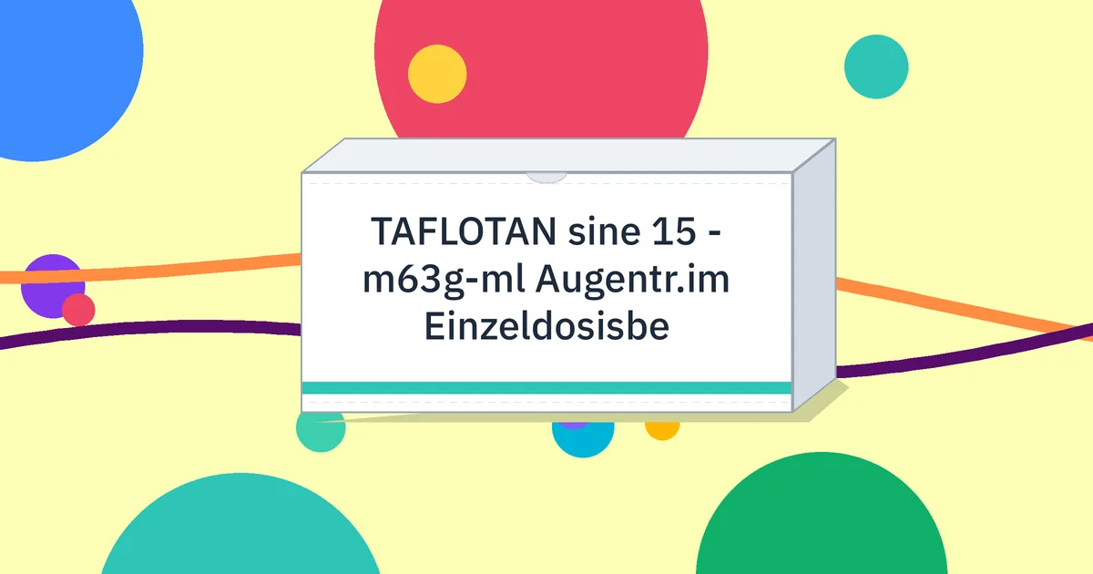 Symbolbild: Packung mit der Aufschrift TAFLOTAN sine 15 -m63g-ml Augentr.im Einzeldosisbe (PZN 10199215) – Verfügbarkeit und Bezug in Apotheken in Frankfurt am Main