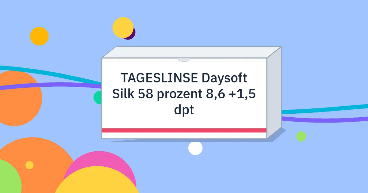 Symbolbild: Packung mit der Aufschrift TAGESLINSE Daysoft Silk 58 prozent 8,6 +1,5 dpt (PZN 00323588) – Verfügbarkeit und Bezug in Apotheken in Frankfurt am Main