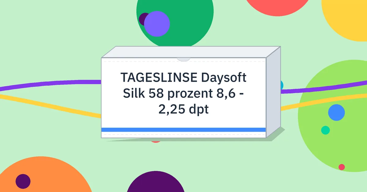Symbolbild: Packung mit der Aufschrift TAGESLINSE Daysoft Silk 58 prozent 8,6 -2,25 dpt (PZN 00332015) – Verfügbarkeit und Bezug in Apotheken in Frankfurt am Main