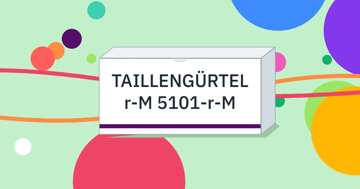 Symbolbild: Packung mit der Aufschrift TAILLENGÜRTEL r-M 5101-r-M (PZN 15226454) – Verfügbarkeit und Bezug in Apotheken in Frankfurt am Main
