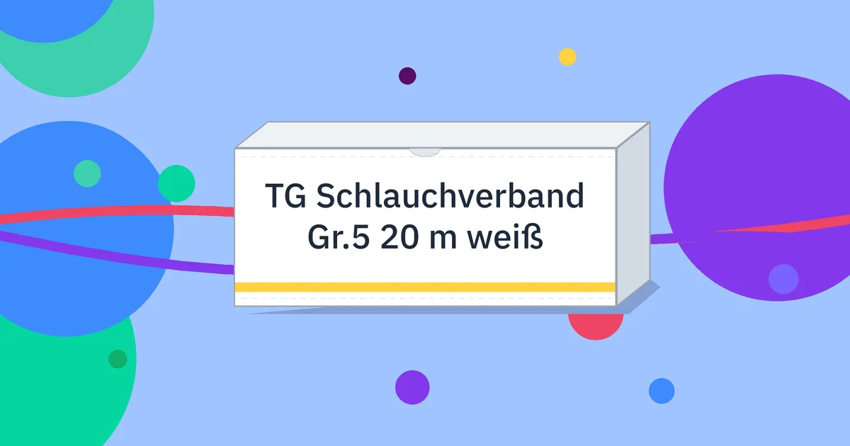Symbolbild: Packung mit der Aufschrift TG Schlauchverband Gr.5 20 m weiß (PZN 00124601) – Verfügbarkeit und Bezug in Apotheken in Frankfurt am Main