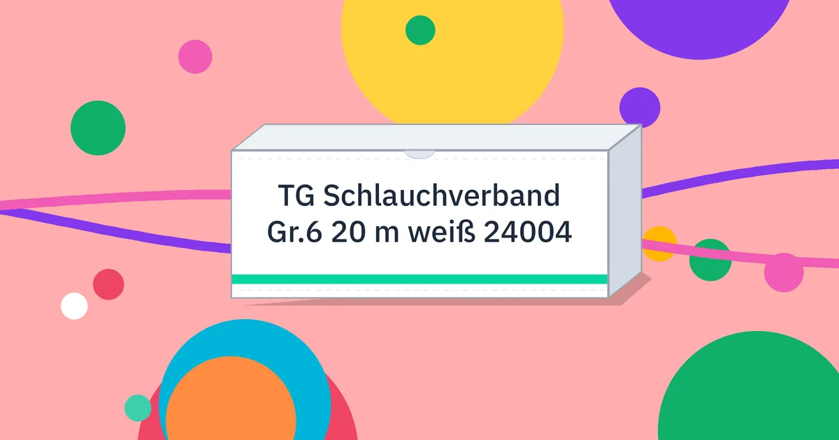 Symbolbild: Packung mit der Aufschrift TG Schlauchverband Gr.6 20 m weiß 24004 (PZN 00462580) – Verfügbarkeit und Bezug in Apotheken in Frankfurt am Main