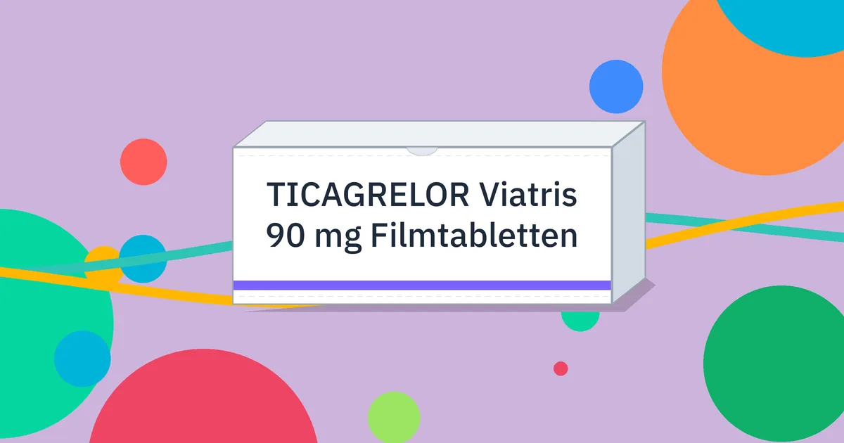 Symbolbild: Packung mit der Aufschrift TICAGRELOR Viatris 90 mg Filmtabletten (PZN 19524941) – Verfügbarkeit und Bezug in Apotheken in Frankfurt am Main