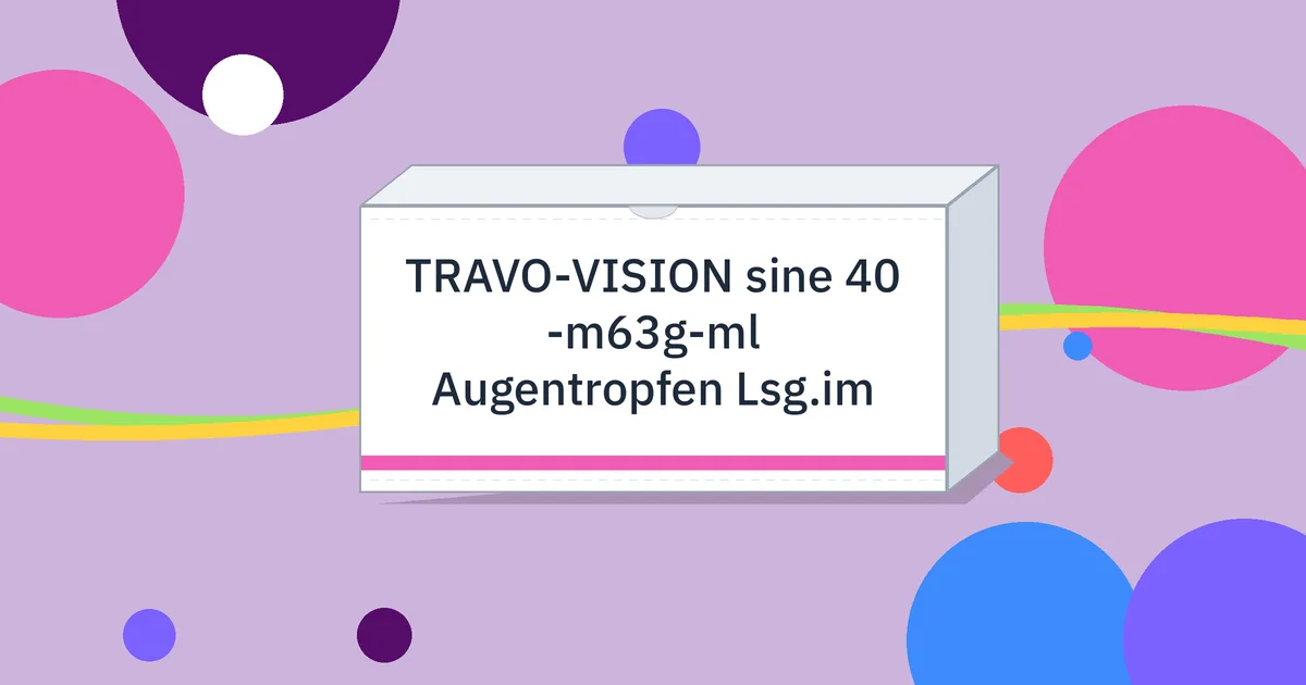 Symbolbild: Packung mit der Aufschrift TRAVO-VISION sine 40 -m63g-ml Augentropfen Lsg.im (PZN 17467819) – Verfügbarkeit und Bezug in Apotheken in Frankfurt am Main