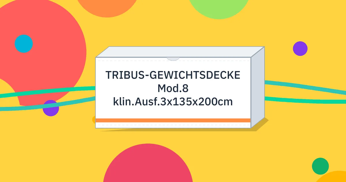 Symbolbild: Packung mit der Aufschrift TRIBUS-GEWICHTSDECKE Mod.8 klin.Ausf.3x135x200cm (PZN 20407666) – Verfügbarkeit und Bezug in Apotheken in Frankfurt am Main