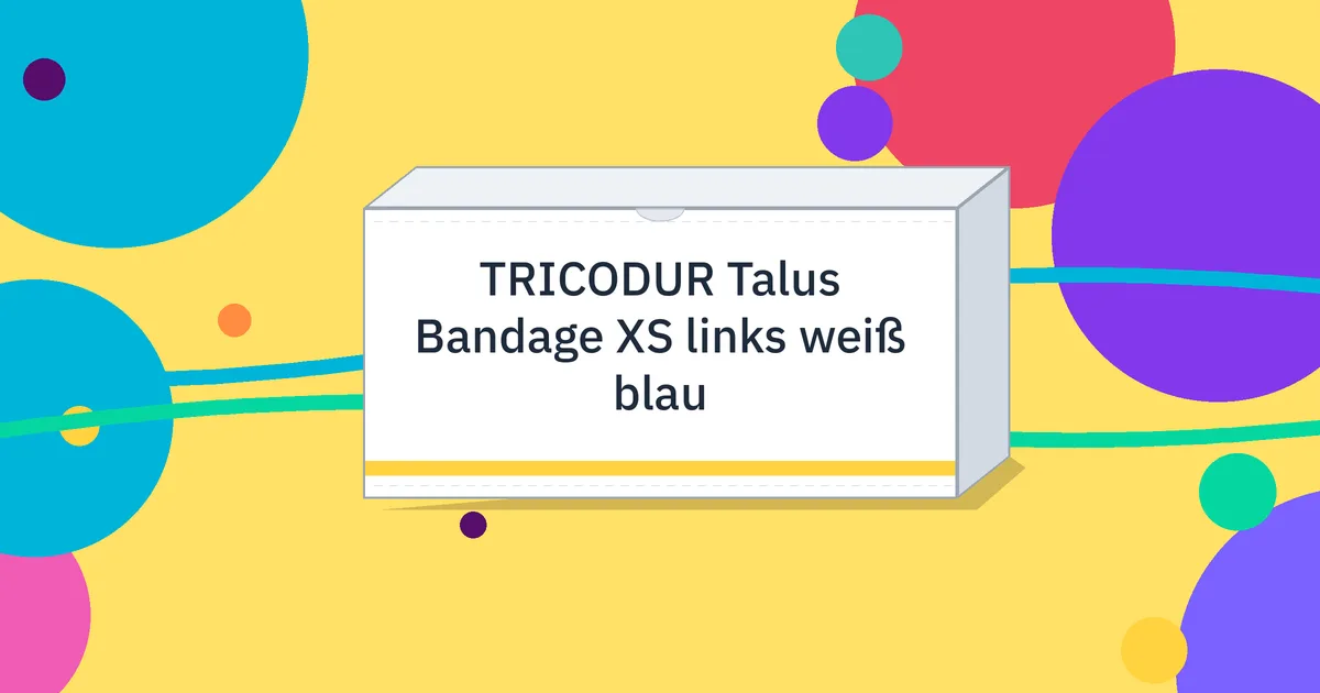Symbolbild: Packung mit der Aufschrift TRICODUR Talus Bandage XS links weiß blau (PZN 03094266) – Verfügbarkeit und Bezug in Apotheken in Frankfurt am Main