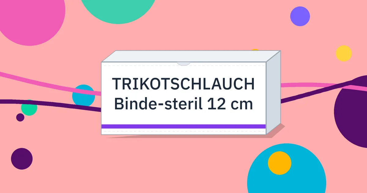 Symbolbild: Packung mit der Aufschrift TRIKOTSCHLAUCH Binde-steril 12 cm (PZN 18397713) – Verfügbarkeit und Bezug in Apotheken in Frankfurt am Main