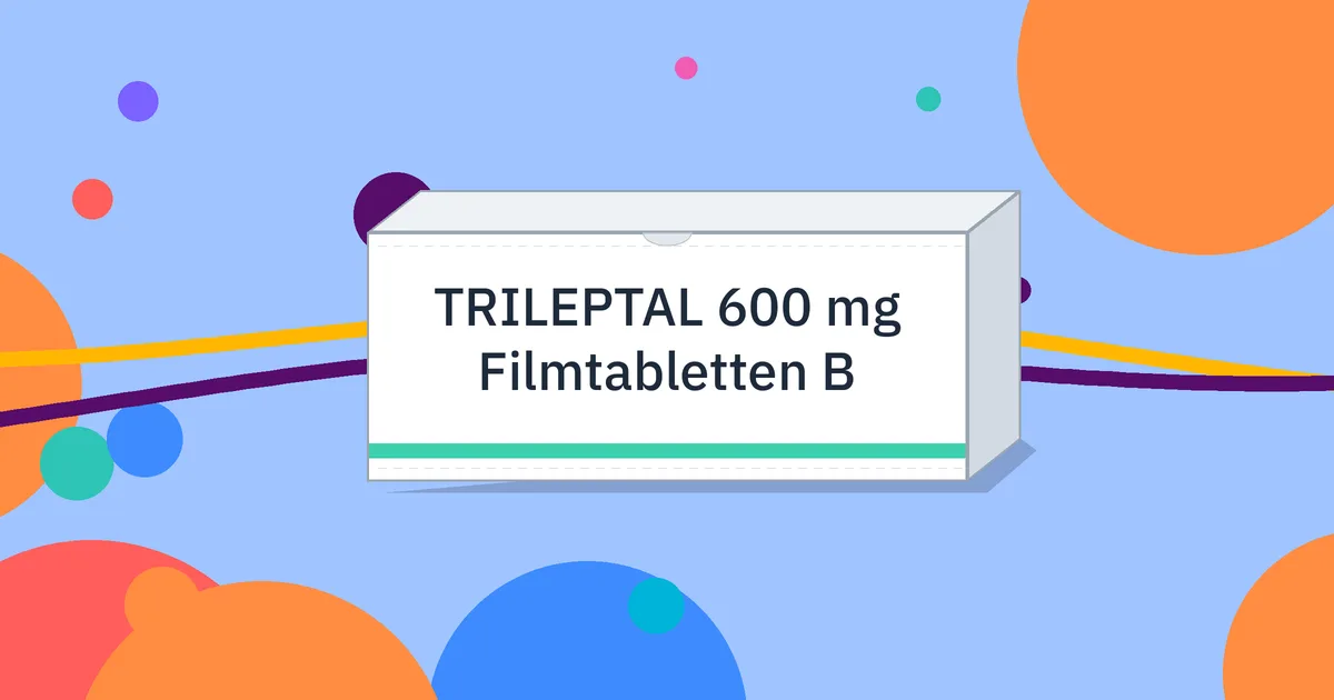 Symbolbild: Packung mit der Aufschrift TRILEPTAL 600 mg Filmtabletten B (PZN 04392451) – Verfügbarkeit und Bezug in Apotheken in Frankfurt am Main