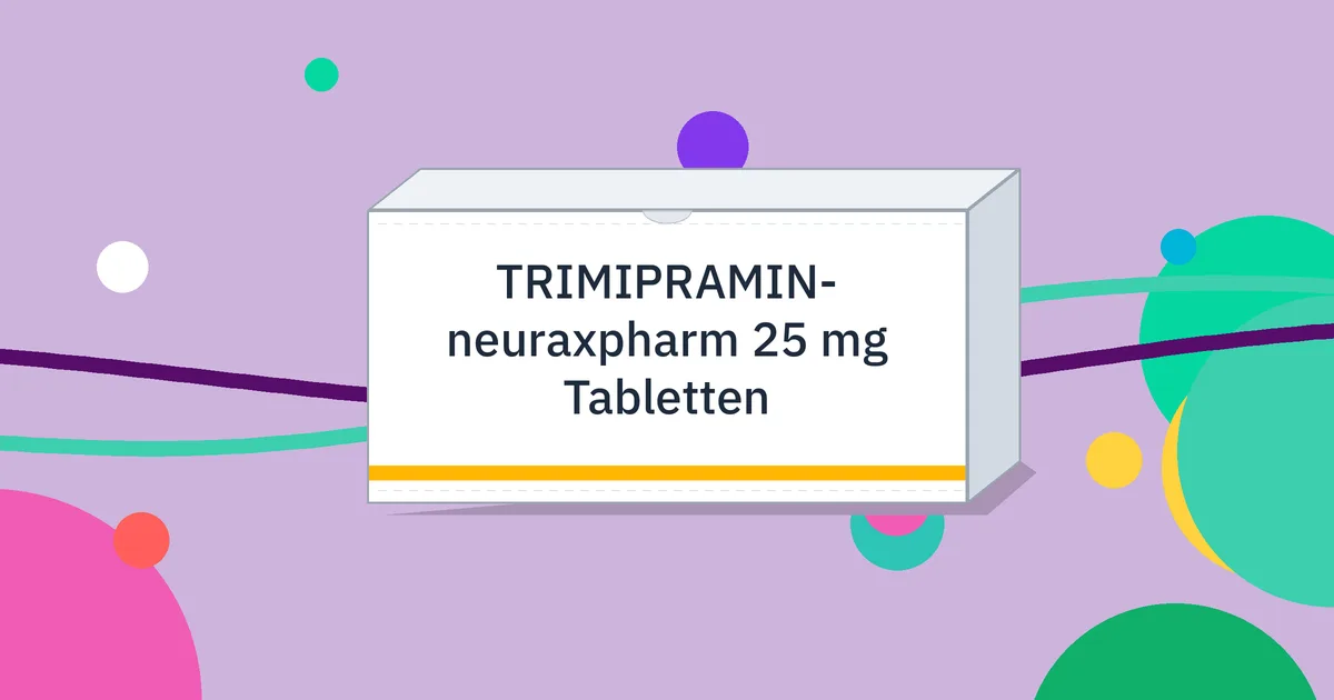 Symbolbild: Packung mit der Aufschrift TRIMIPRAMIN-neuraxpharm 25 mg Tabletten (PZN 03906913) – Verfügbarkeit und Bezug in Apotheken in Frankfurt am Main
