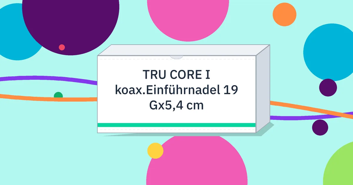 Symbolbild: Packung mit der Aufschrift TRU CORE I koax.Einführnadel 19 Gx5,4 cm (PZN 06768624) – Verfügbarkeit und Bezug in Apotheken in Frankfurt am Main