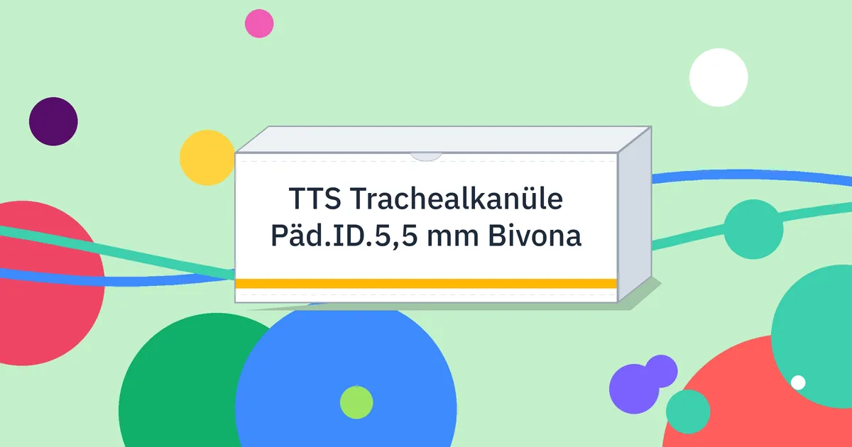 Symbolbild: Packung mit der Aufschrift TTS Trachealkanüle Päd.ID.5,5 mm Bivona (PZN 02257281) – Verfügbarkeit und Bezug in Apotheken in Frankfurt am Main