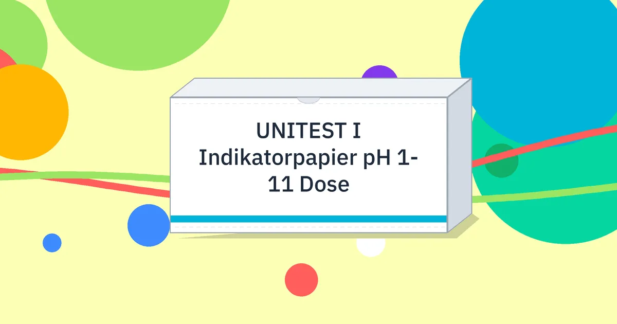 Symbolbild: Packung mit der Aufschrift UNITEST I Indikatorpapier pH 1-11 Dose (PZN 10526430) – Verfügbarkeit und Bezug in Apotheken in Frankfurt am Main