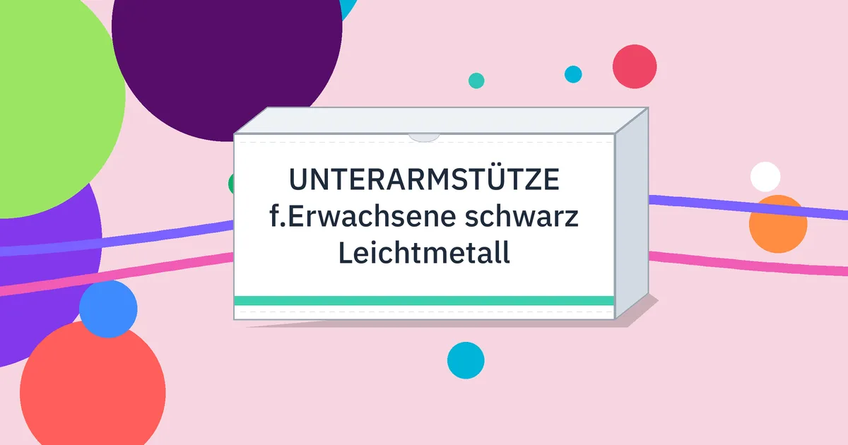 Symbolbild: Packung mit der Aufschrift UNTERARMSTÜTZE f.Erwachsene schwarz Leichtmetall (PZN 10111841) – Verfügbarkeit und Bezug in Apotheken in Frankfurt am Main